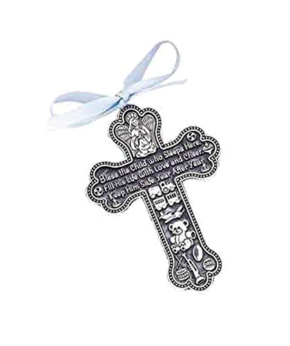 Bless The Child - GUARDIAN ANGEL Baby BOY Crib Cross PEWTER Medal ...